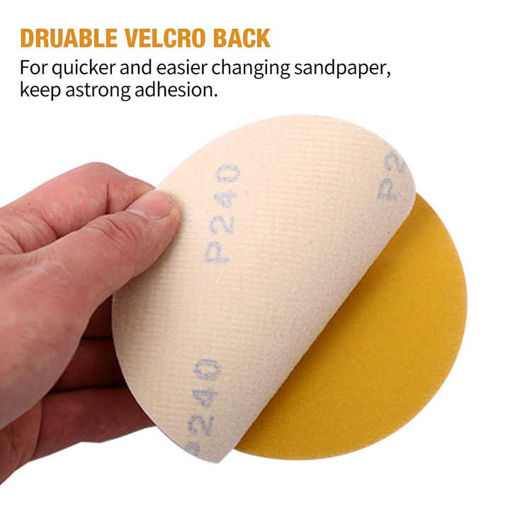 6 Inch 150mm Sanding Disc No Hole Hook and Loop Yellow Sandpaper 80 ...