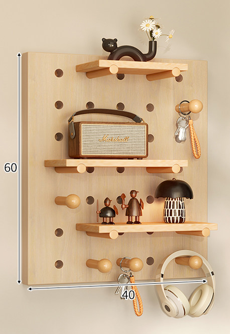 Modern Minimalist White Wood Pegboard Wall Panel With Cloud Shape Top ...