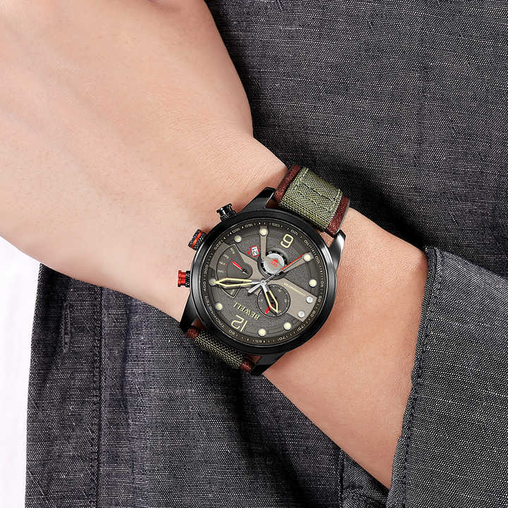 Good Flavor Titanium Case Genuine Leather Strap Made Chronograph Mens ...