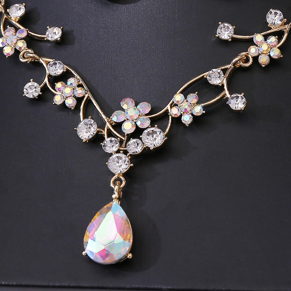 Flower Water Zircon Clavicular Chain Starry Sky Short Necklace Sweet ...