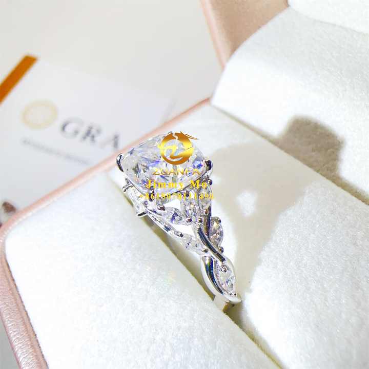 GRA Certificates New Design White Gold Plated 925 Solid Silver 2ct VVS1 ...