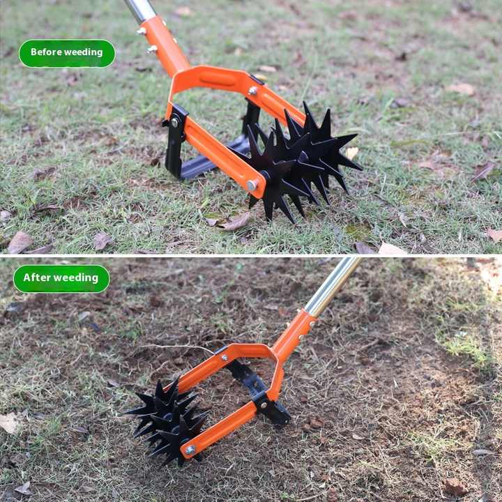 2-in-1 Manual Rotary Tiller & Garden Tool Rotating Cultivation Weeding ...