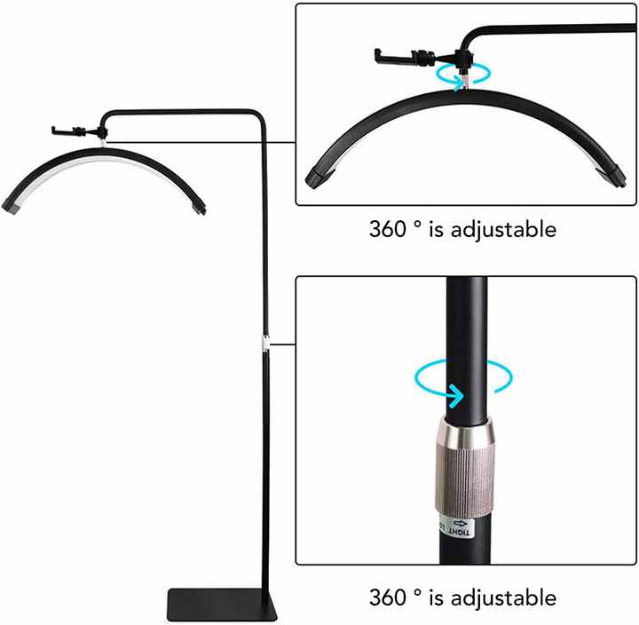 New Half Ring LED Moon Lash Light on Casters for Makeup 23inch Eyelash ...