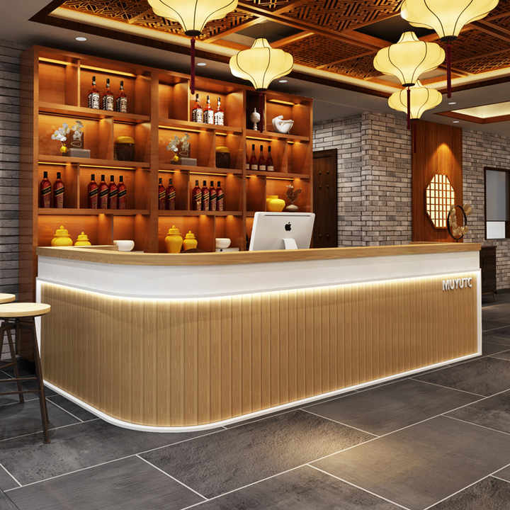 Modern Wooden Wine bar Counter Restaurant Nightclub bar Counter L-shape ...