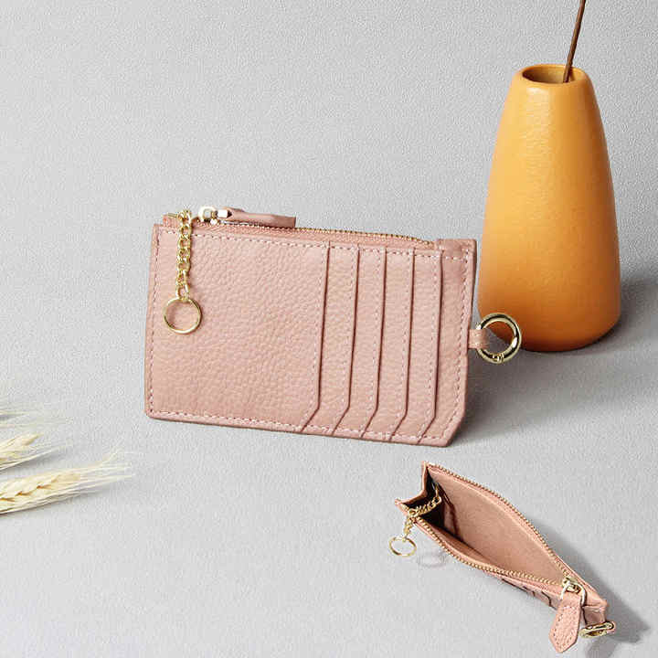 Mini Wallet Genuine Leather Card Bag Coin Change Purse with Card Holder ...