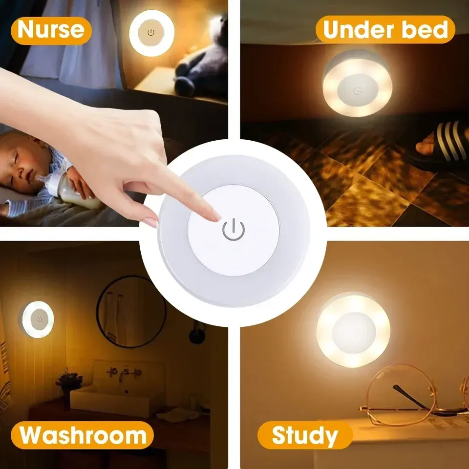 Portable LED Night Light - USB Rechargeable ABS Mini Lamp