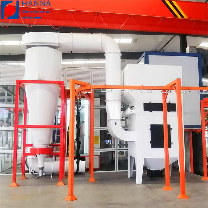 electrostatic powder coating spraying booth room with Gema guns 60-80 ...