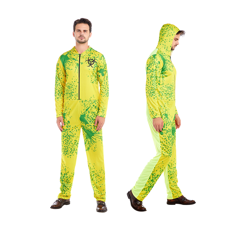 Biohazard Hazmat Suit Adult Mens Toxic Hazmat Cosplay Costume Halloween ...