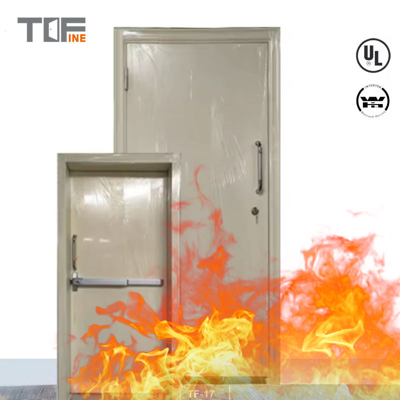 120 Minute Fire Rated Single Panel Steel Fire Door with Fireproof Glass ...