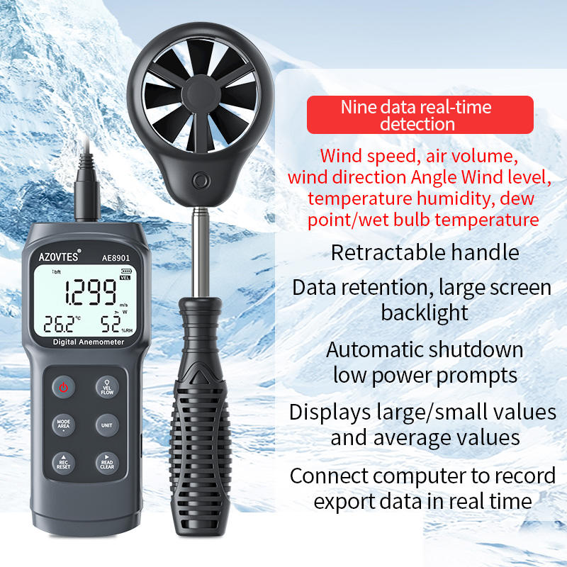 Anemometer Pocket Outdoor Type Impeller Wind Speed Meter Wind Volume ...
