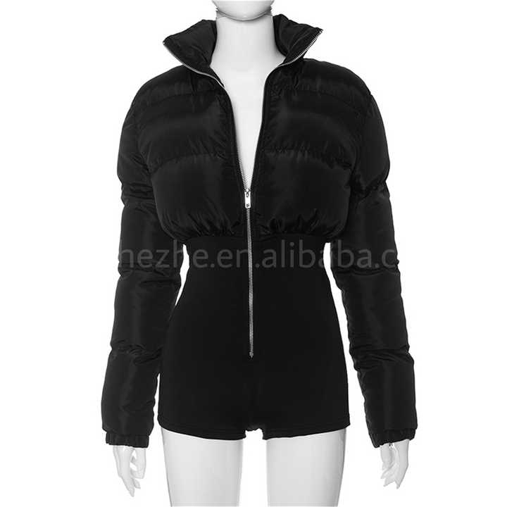 ZHEZHE Winter New Chic Elastic Tight Skin Tight Long Sleeve Zippered ...