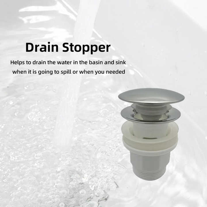 Modern No Overflow Hole Plastic Bathroom Plug Vanity Drain Basin Waste ...