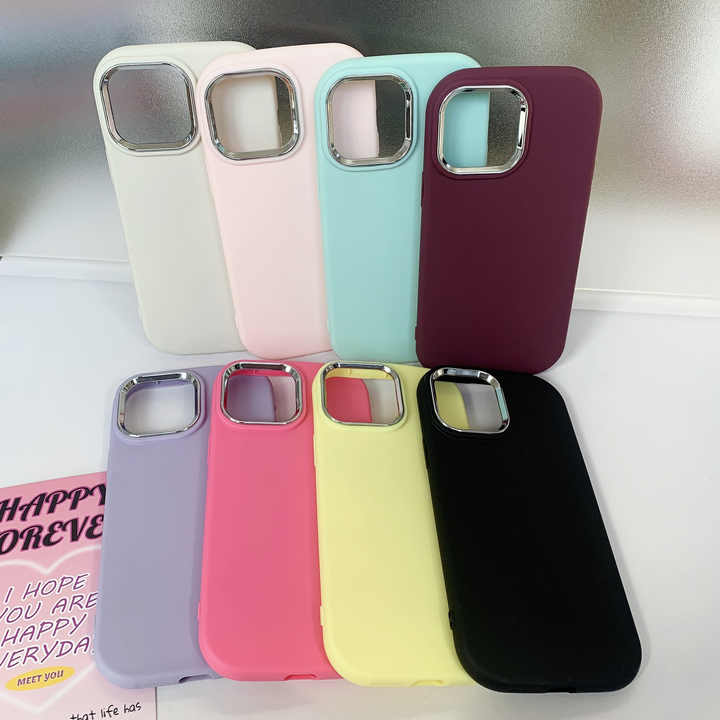 Custom Pure Color Electroplated Camera Frame Phone Case