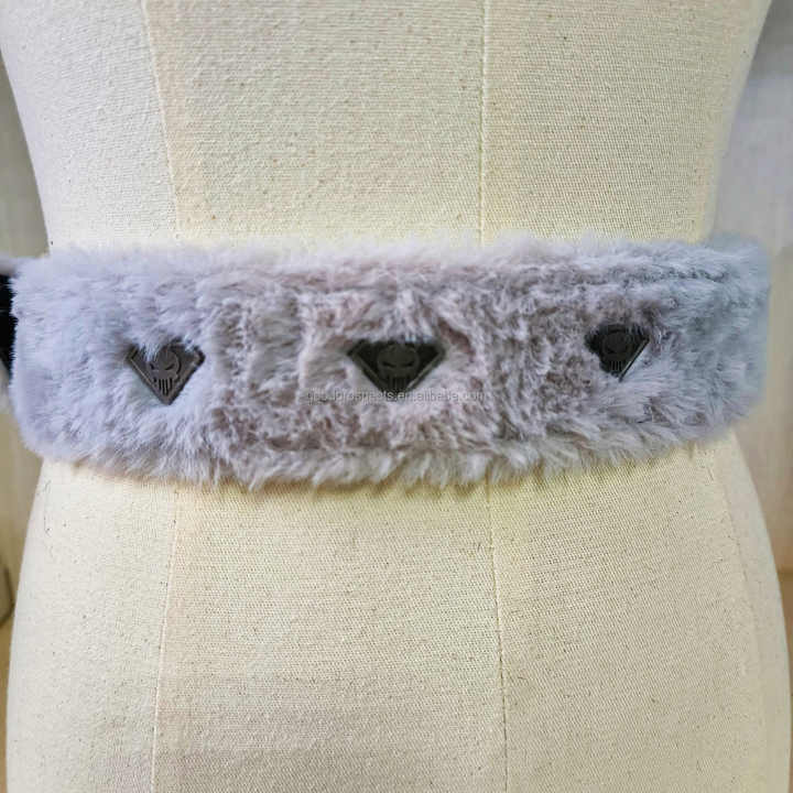 Casual Men's Fashion Faux Fur Leather Belt Custom 40mm Double-Studded ...