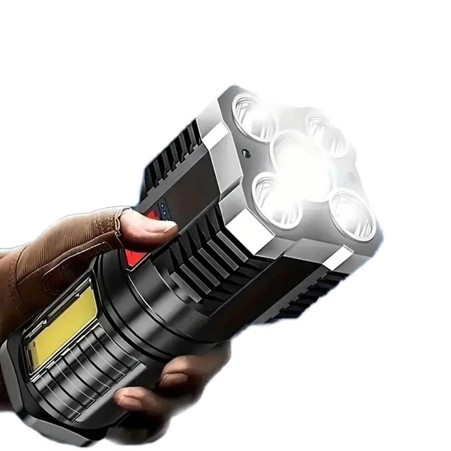 Strong Bright 5 Core LED Tactical Flashlight USB Rechargeable Powerful ...