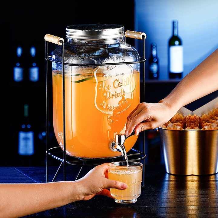 10-Litre Clear Glass Water Dispenser Big Volume Mason Jar for Juice ...