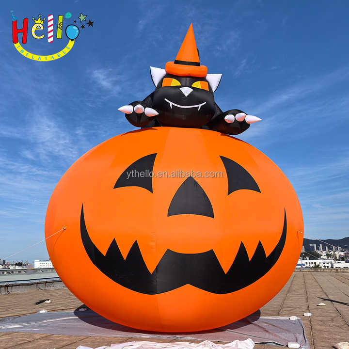 Outdoor Blow up Lighted Huge Halloween Wizard Hat Cute Inflatable Black ...