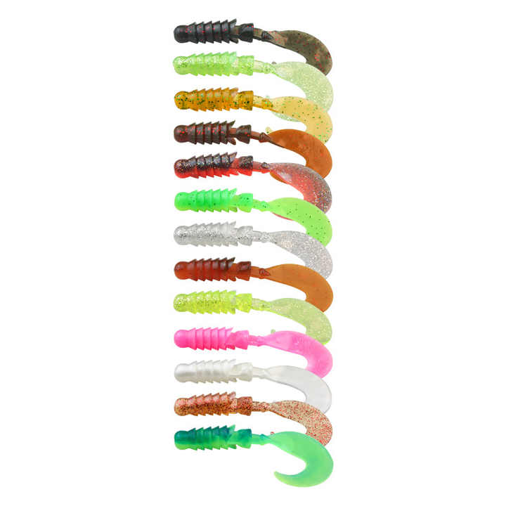 Bionic Two-tone Plastic Soft Worm Lure with Spiral Tail for Carp and ...