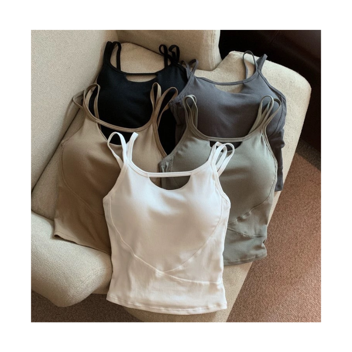 Simple High-end Girl Padded Waist Workout All-match Strip Beauty Back ...