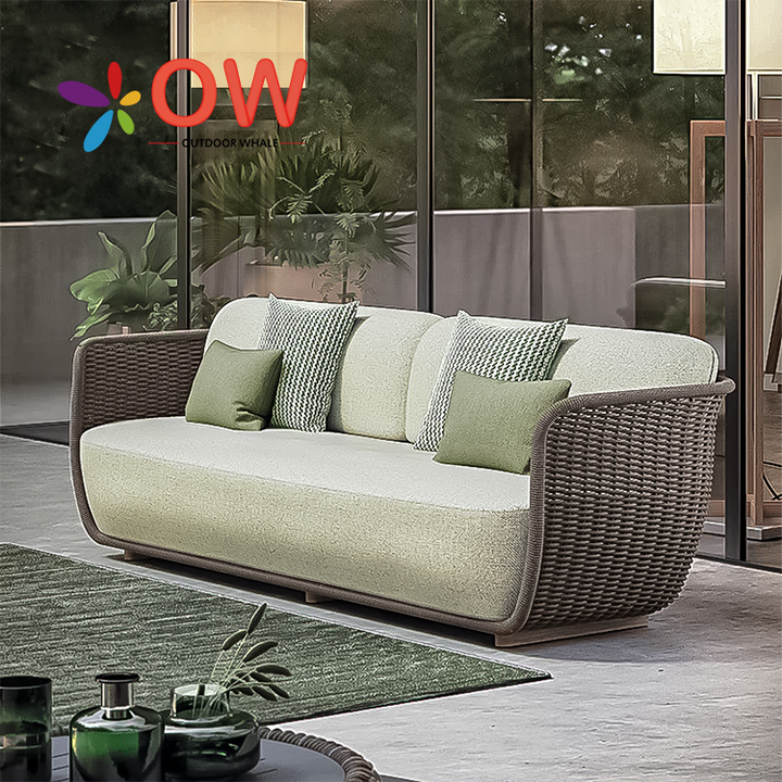 Outdoor Rattan Patio Wicker Garden Furniture Metal Frame Sofa Hotel ...
