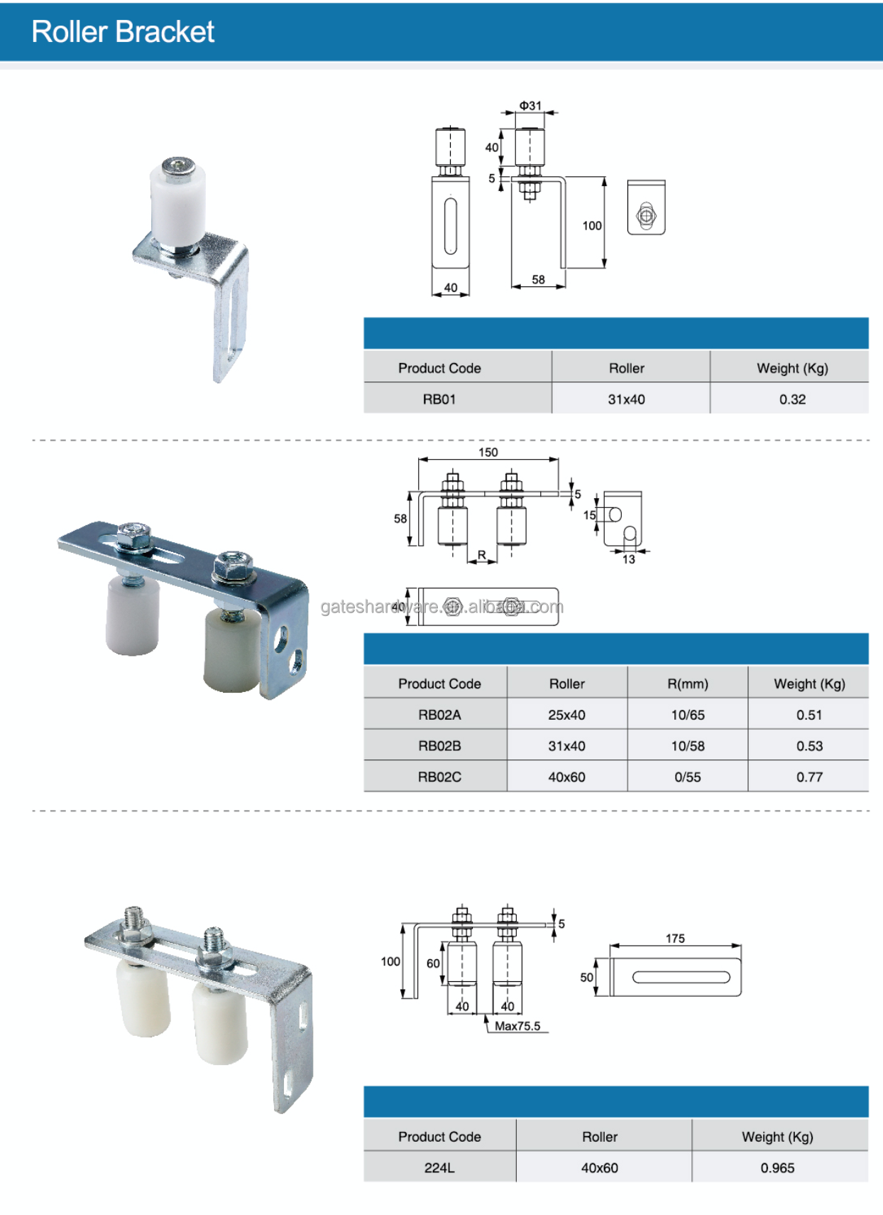 Galvanized Upper Nylon Roller Guide Bracket With Steel Plate For ...