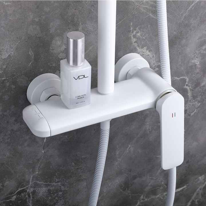 New Design of Brass Shower Set 3 Ways High End White Wall Mounted Brass ...