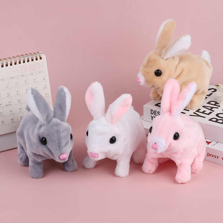 Electric Rabbit Plush Toys Simulation Soft Walking Speaking Easter ...