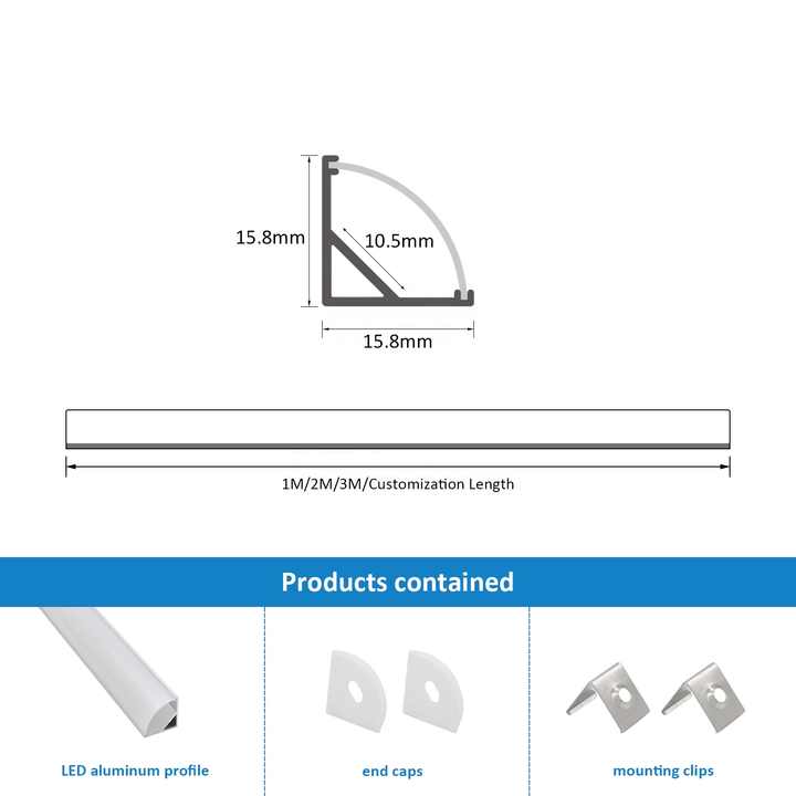 Wholesale 006A Led Strip Light Channel Black 16*16mm Corner 45 Degree ...