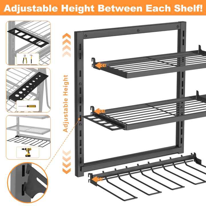 Heavy-Duty Metal Wall Mount Power Tool Organizer - Garage Utility Racks ...