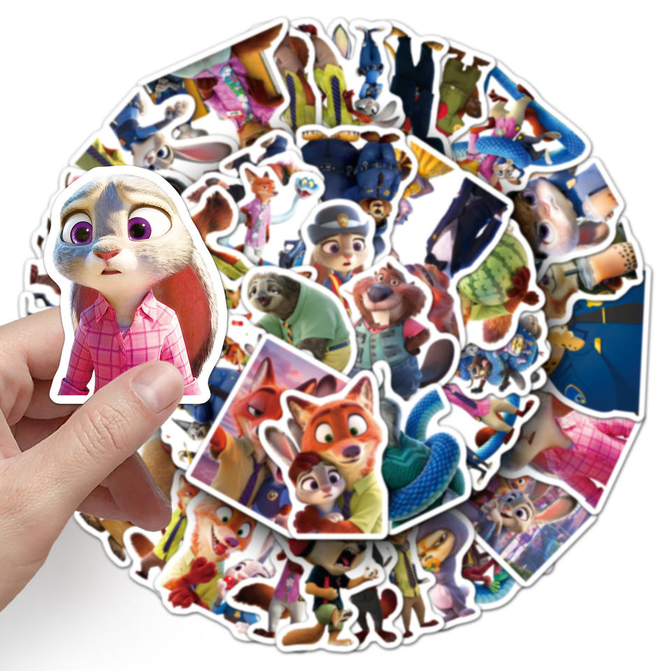 50PCS Eco-Friendly Waterproof PVC Animated Movie Zootopia Stickers Nick ...
