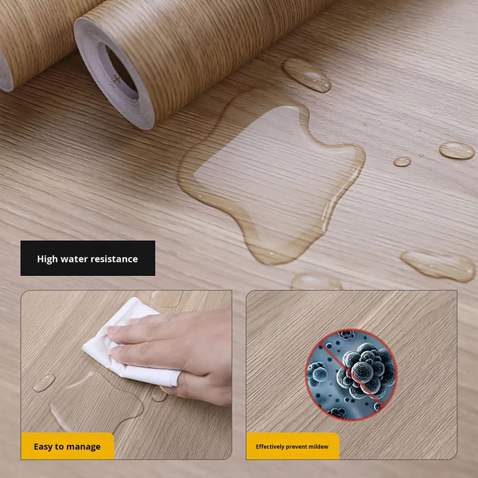 Peel and Stick Removable Wood Grain PVC Wallpaper for Office Lobby Wall ...