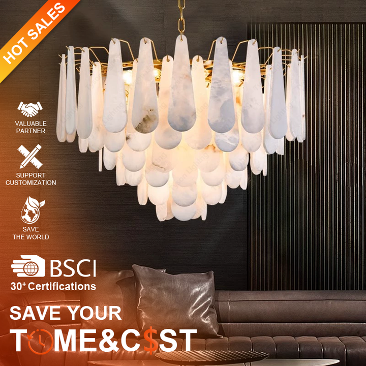 Tyson New Warm White Light Round LED Alabaster Chandelier for Villa ...