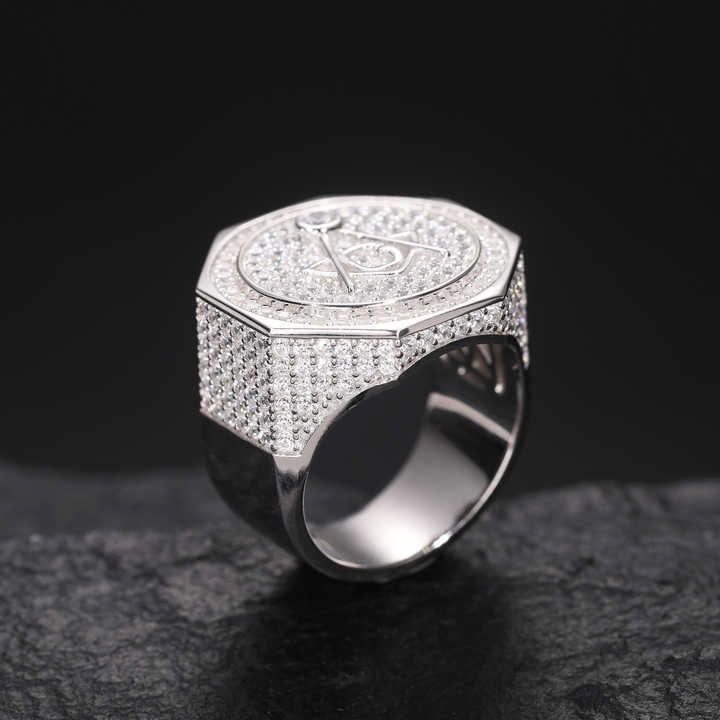 Freemason Jewelry Gift Wholesale Hip Hop Gold Plated 925 Sterling ...