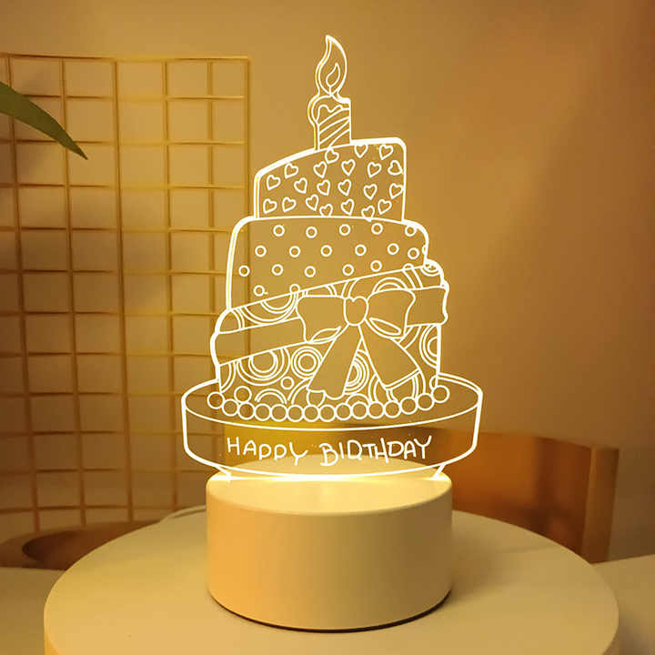 3D Acrylic LED Clock Model Night Light Wedding Birthday Decor Party ...