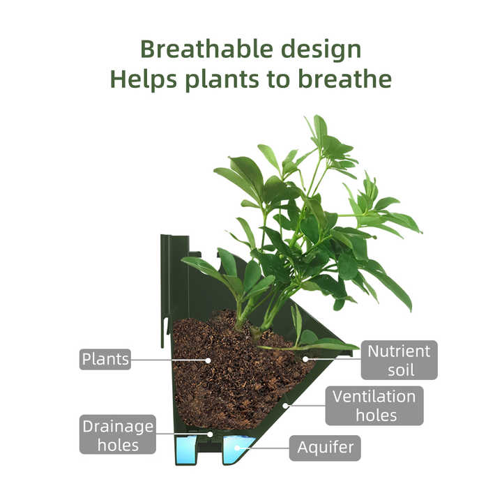 Movable Plant Wall Stackable Plastic Outdoor Garden Plant Vertical Wall ...