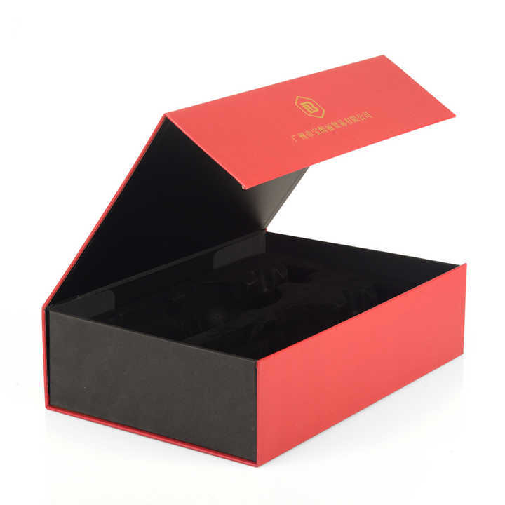 Luxury Custom Paper Rigid Magnet Closure Flap Red Gift Box