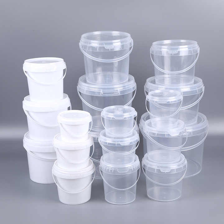 Empty Clear White Plastic Round Bucket 500ml 1000ml 1L Food Packing ...