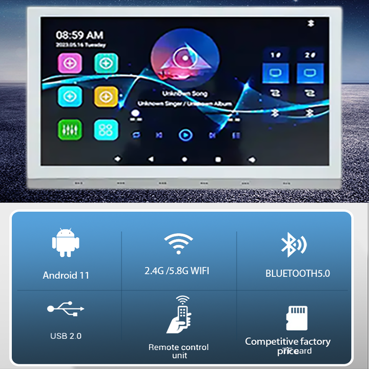 Smart Wall-Mounted Stereo Amplifier 10 Inch 30W 2 Zones Control