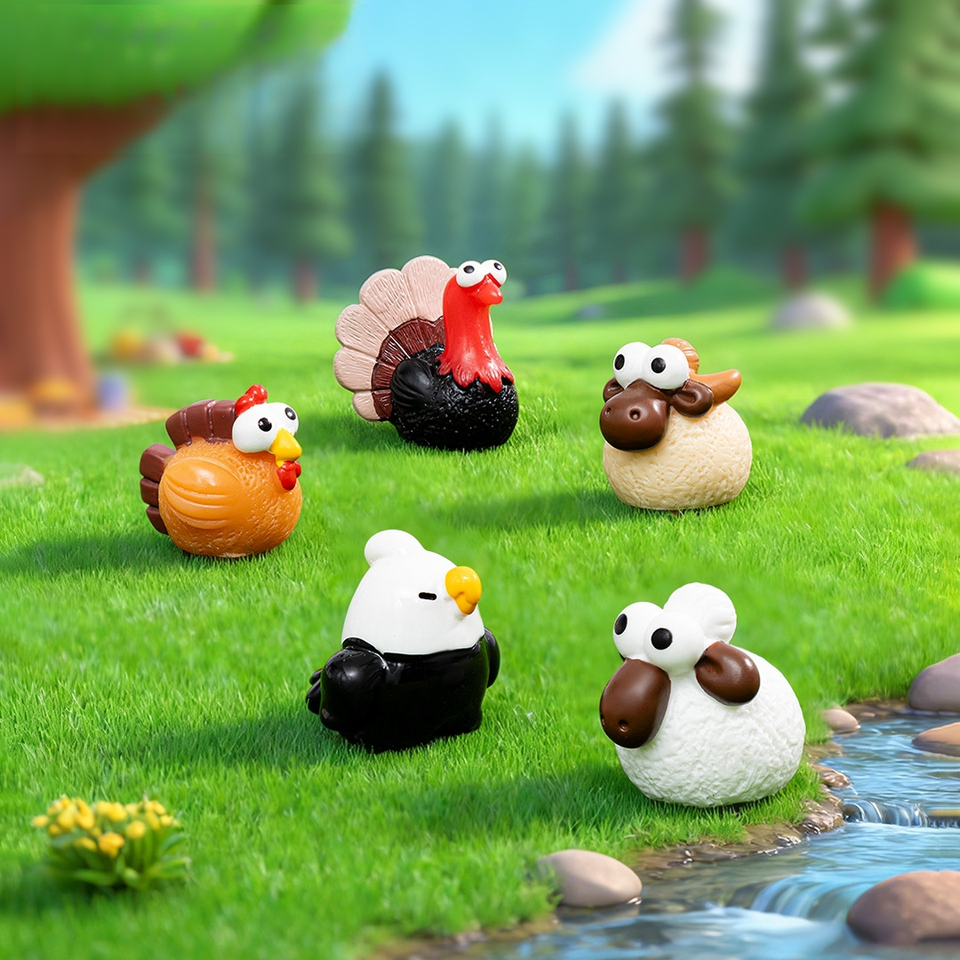 Miniature Landscape Cartoon Big-eyed Animal Resin Garden Decoration Diy ...
