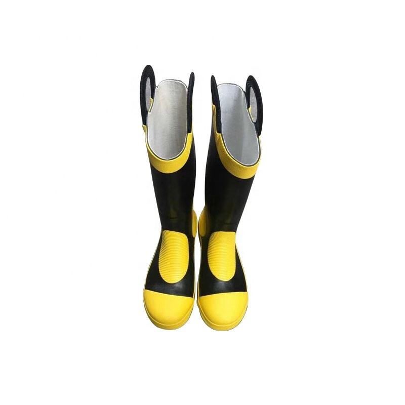 Firefighter Rescue Yellow Black Rubber Firefighting Safety Boots Steel ...