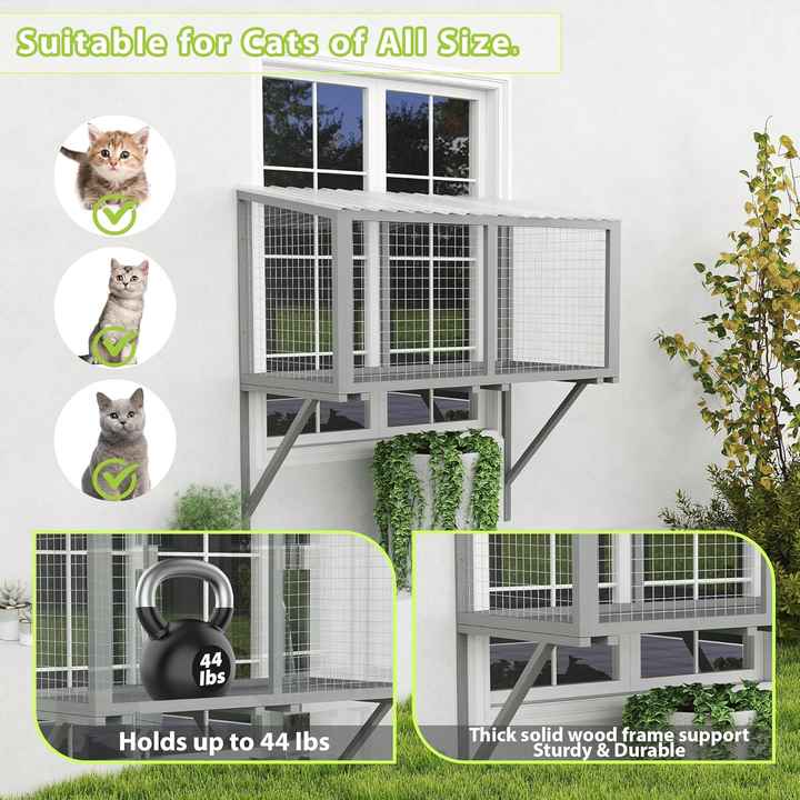 Wholesales Window Catio - All Weather Wooden Cat Enclosure