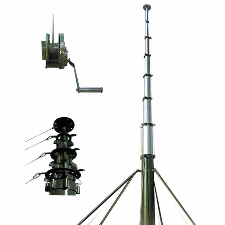 Wind-generated Aluminum Alloy Tripod Telescopic Mast 10m