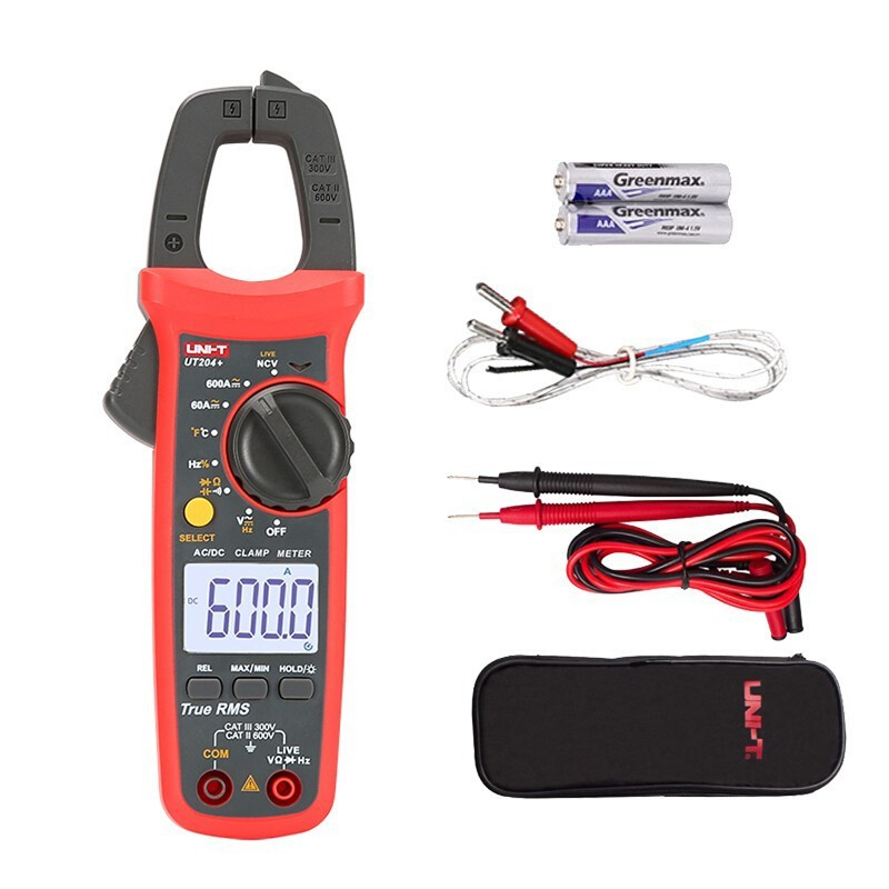 UT204+ Digital Clamp Meter 600A/600V AC/DC Current Resistance ...