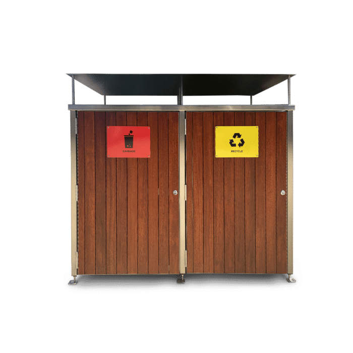 HD Dual 240L Wheelie Bin Enclosure Galvanized Sheet & Hardwood Timber ...