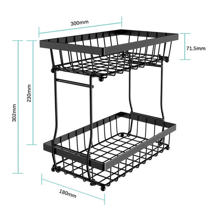 2-Tier Detachable Large Metal Wire Storage Rack Kitchen Fruit Vegetable ...