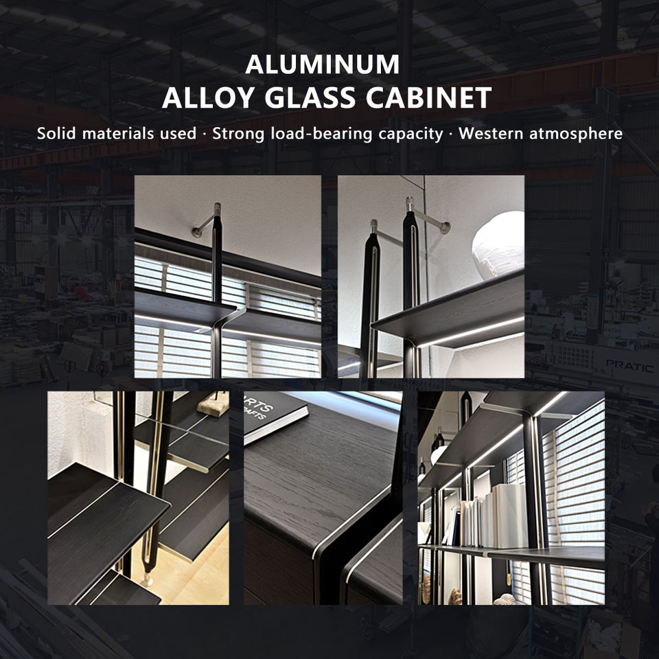 Modern Aluminum Modular Shelf System with LED Light Wall-Mounted Open ...