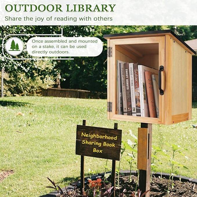 Outdoor Small Wooden Library Book Box Storage for Schools