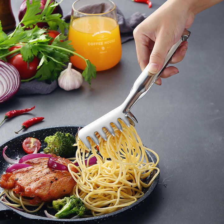 Portable Stainless Steel Noodle Tongs Bread Clip Pasta Spaghetti Tongs ...
