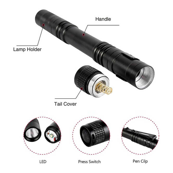 Portable Aluminum Alloy AAA Battery Medical Pen Light Waterproof Flash ...