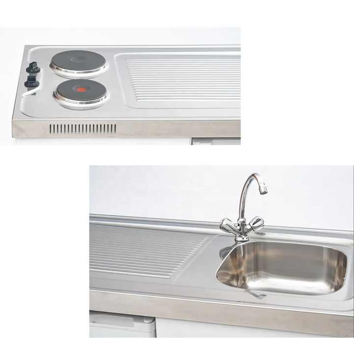 Stainless Steel Kitchen Sink with Draining Board & Stove